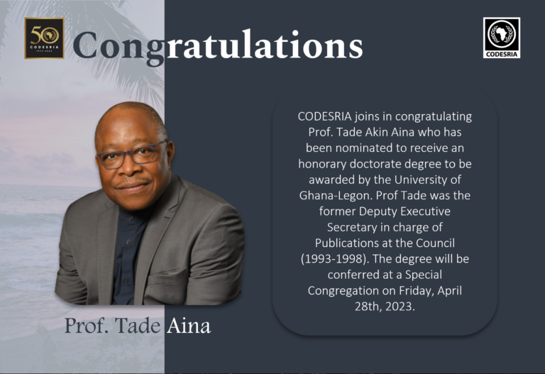 Prof. Tade Akin Aina, Honoree, University of Ghana-Legon - CODESRIA