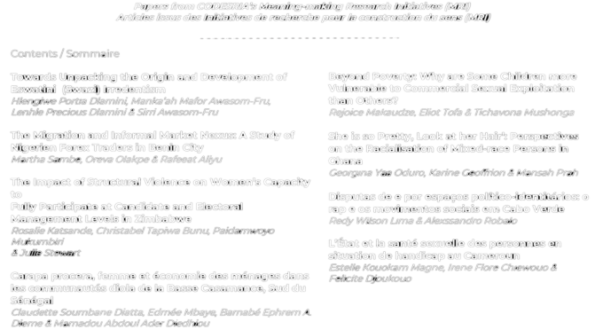 CODESRIA – Council for the Development of Social Science Research in Africa